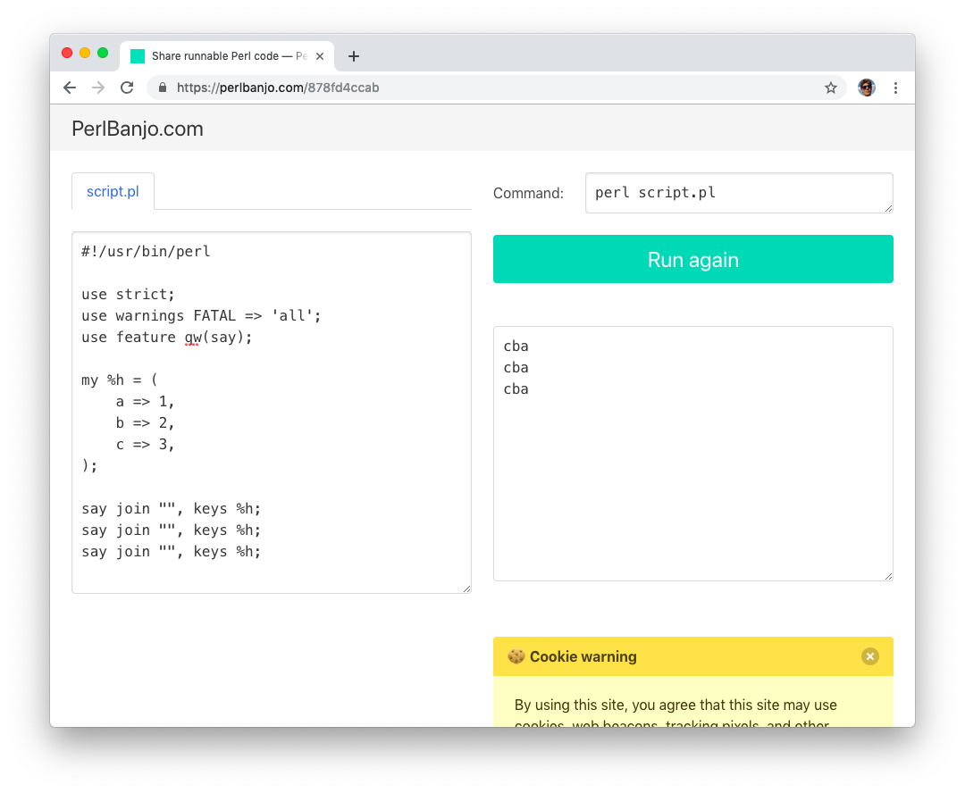 Site perlbanjo.com is released! Run & share Perl code in the browser. | Ivan Bessarabov [blogs.perl.org]